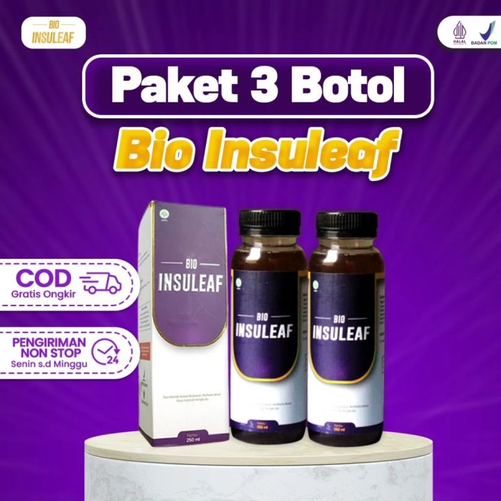 Paket 3 Botol BIO INSULEAF Herbal Alami Bantu Atasi Gula Darah Dan ...