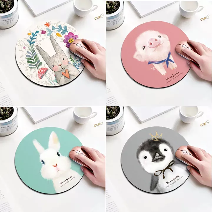 [Wondering] Cute Computer Mouse Padding Thick Rubber Cartoon Round ...