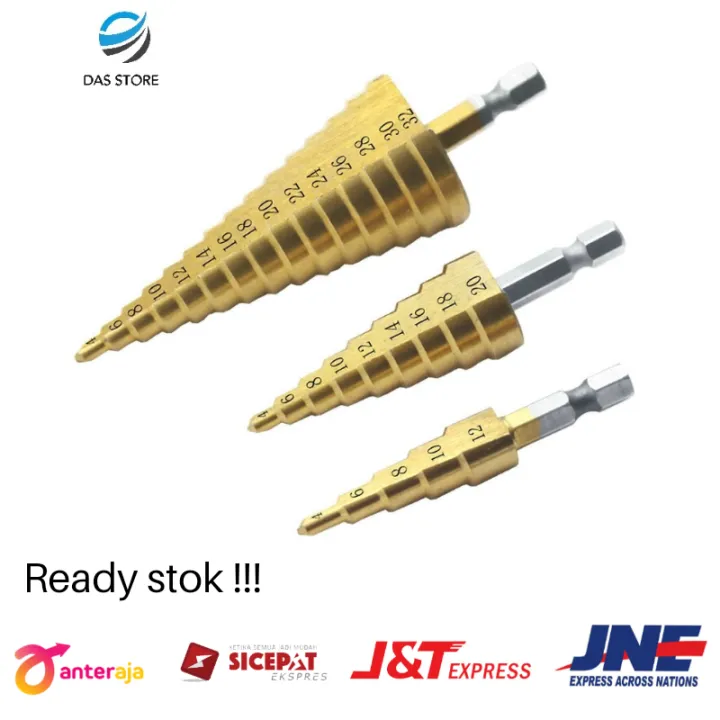 Mata bor pagoda multi step drill cone drill HSS coating titanium spiral ...