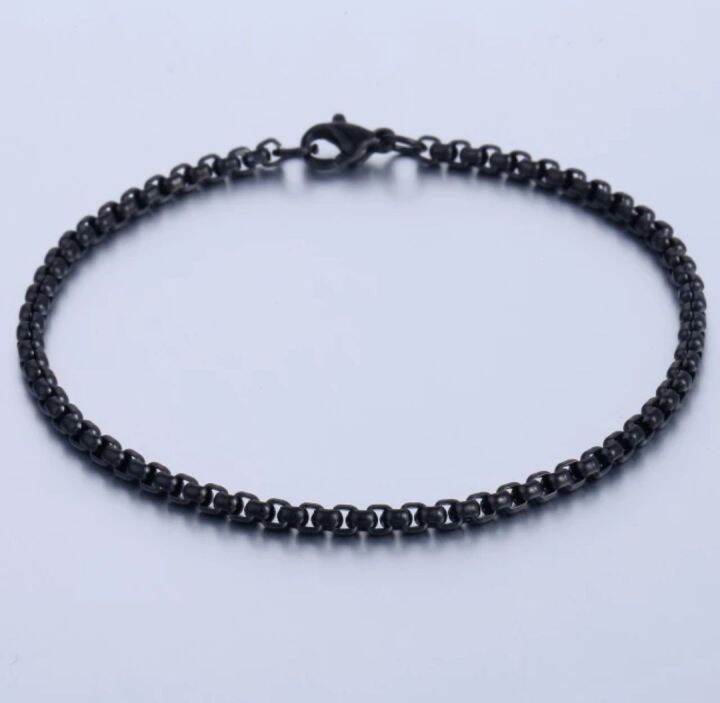 Gelang Titanium Rantai HITAM Model Rolo Black | Lazada Indonesia