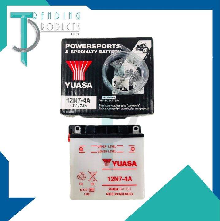 Yuasa Motorcycle Battery, 12N7-4A, High Performance Conventional, 12 ...