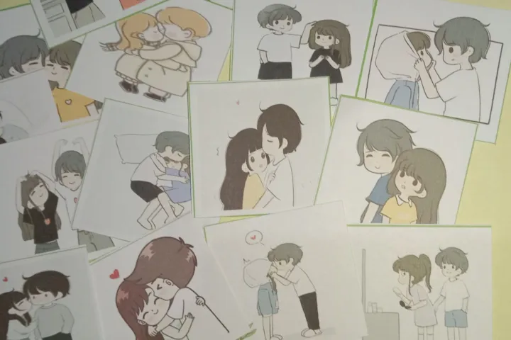 cute couple matte sticker size 2x2 inches 30pcs. | Lazada PH