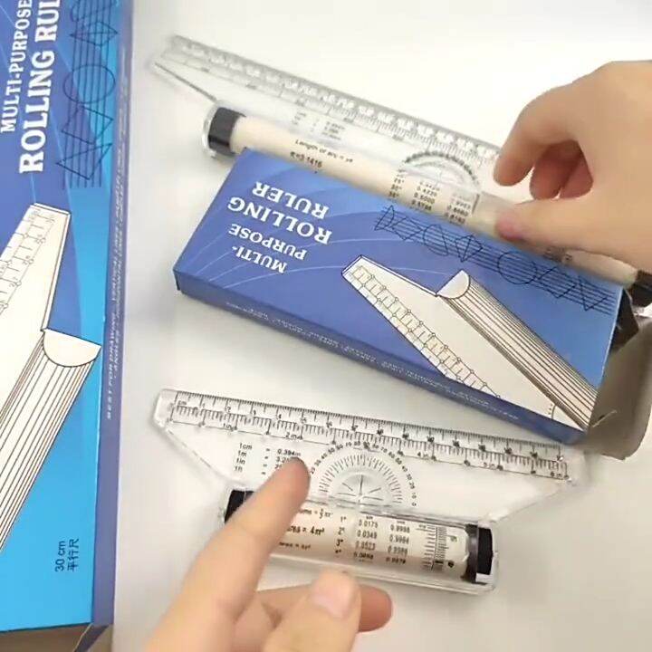 Clear Rolling Parallel Ruler 30cm Multi-purpose Drawing Rolling Ruler ...