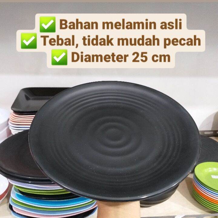 Piring tembikar 10 inc / 25 cm / piring makan besar / hitam / cafe ...