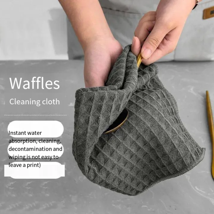 Waffle rag Kitchen household cleaning micron fiber absorbent ...