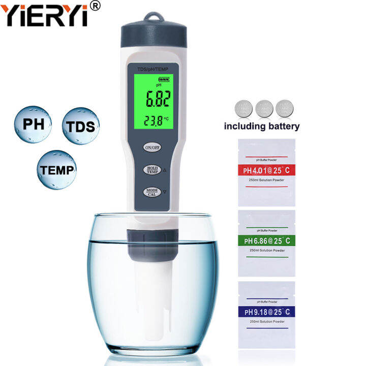 【จัดส่งจากประเทศไทย】3 in 1 ทดสอบ TDS/PH/TEMP คุณภาพน้ำตรวจสอบ TDS ...