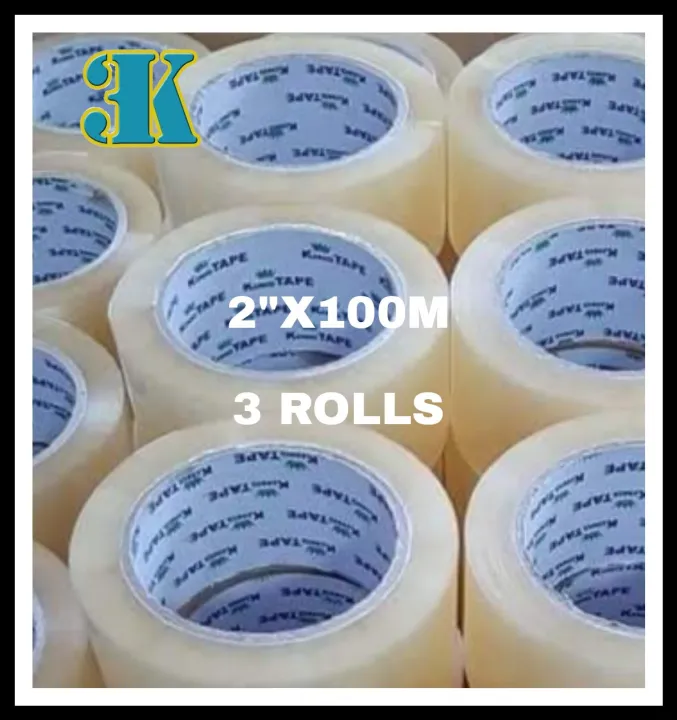 3 ROLLS 2"X100M CLEAR STICKY PACKAGING TAPE | Lazada PH