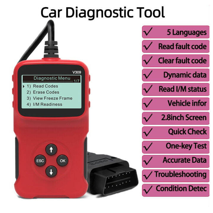 OBD2 Scanner Check Gasoline/Diesel Engine Fuel Display Gauge Clean Code ...