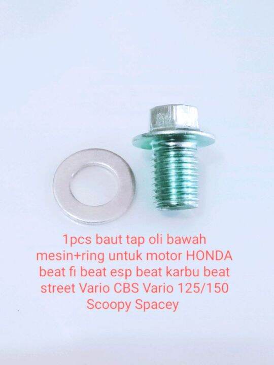 1pcs BAUT TAP OLI mesin bawah+ring untuk motor HONDA beat fi injeksi ...