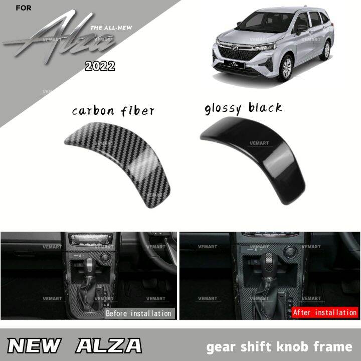 Vemart Perodua alza 2022 car gear shift knob frame garnish carbon fiber ...