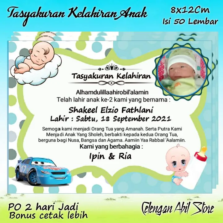 Stiker Kelahiran Anak ( 8x12 CM Isi 50 Lembar) Request Foto - Stiker ...