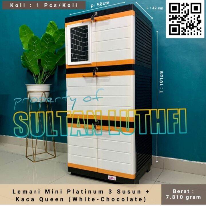 Lemari Mini Platinum 3 Susun + Kaca Queen (White - Chocolate) | Lazada ...
