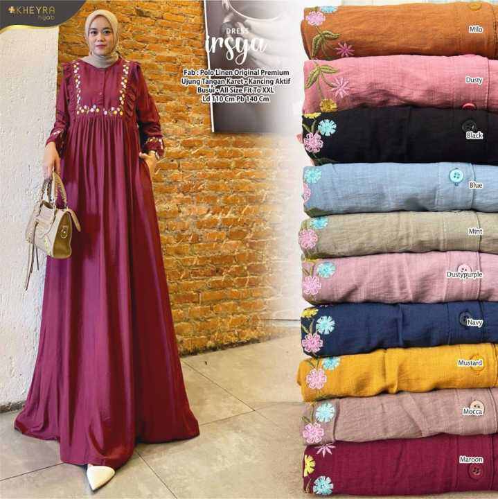 Irsya Dress bahan Polo linen premium | Lazada Indonesia