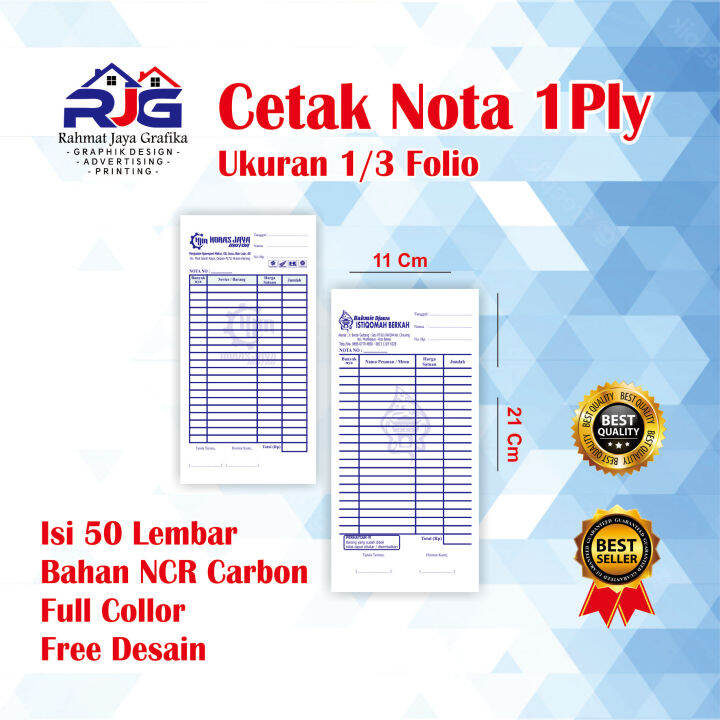 (Promo Murah) Cetak nota custom nama sendiri 1ply ukuran 1/3 Folio ...