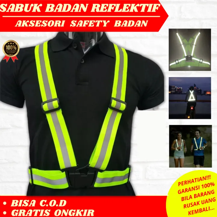 Rompi Reflektor/ Jas Safety Reflektif Model V dari karet Elastis Untuk ...