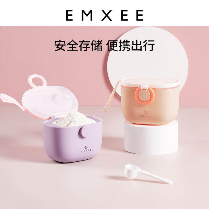 Emxee emxee กล่องใส่นมผงสำหรับทารกถังเก็บแป้งข้าวสำหรับออกไปข้างนอกบรรจุแยกแบบพกพาแบ่งชั้นปิด ...