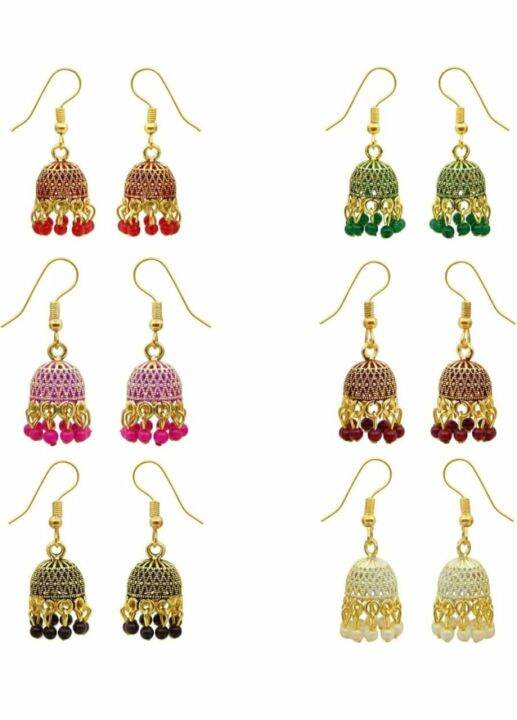 Anting khas India, multicolor jhumka, tipe kait | Lazada Indonesia
