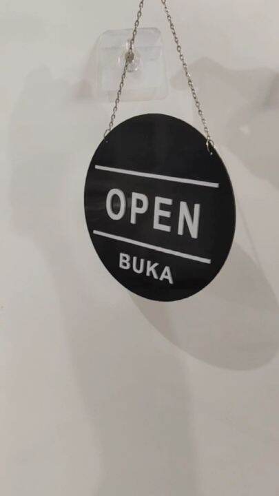 Papan Gantung Bolak Balik Buka Tutup Toko Open Close Sign Bentuk Bulat ...