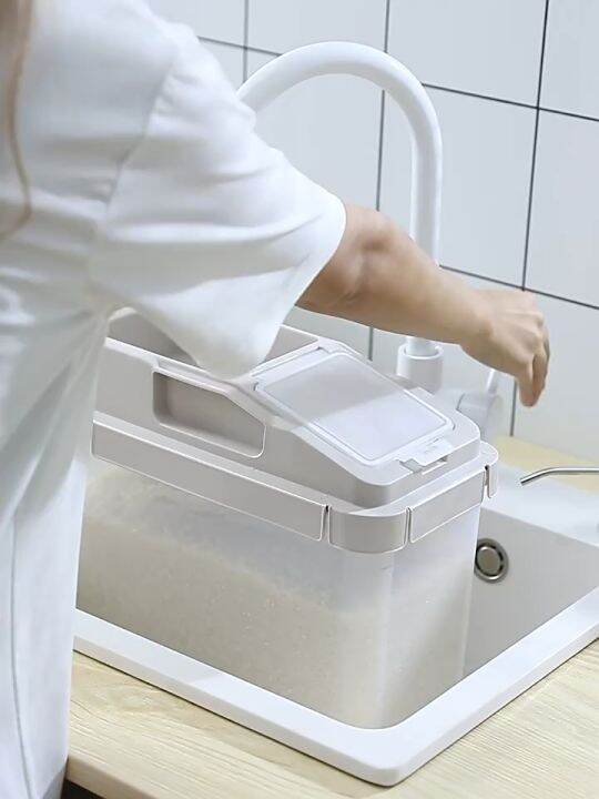 Household double seal buckle rice storage barrel capacity 10KG food ...