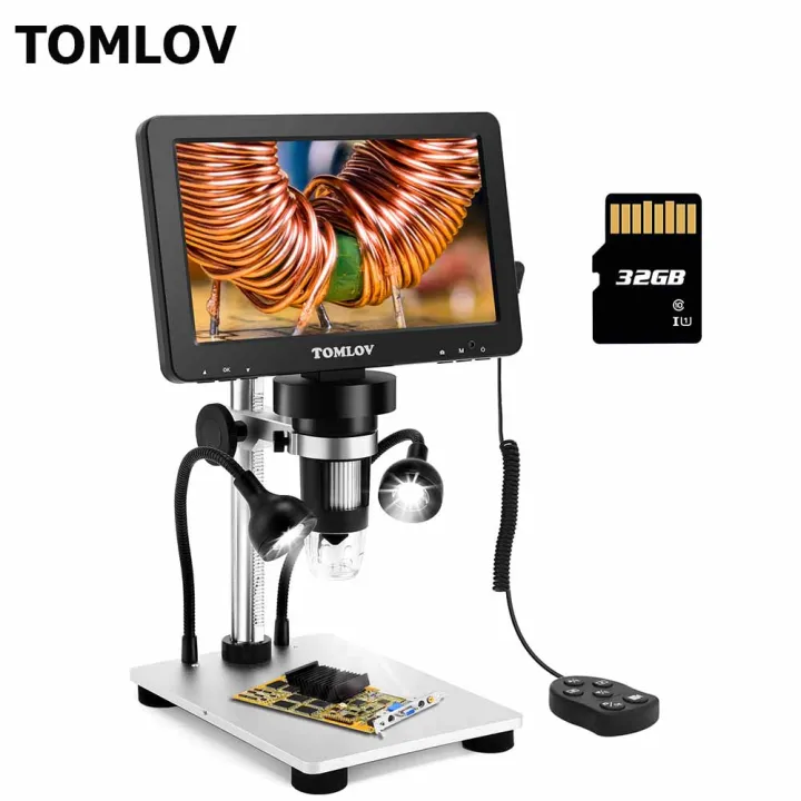 TOMLOV DM9 7-Inch 1080P LCD Digital Microscope With Wired Remote, 1200x ...