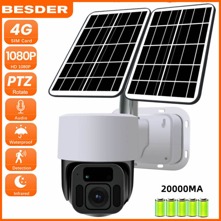 BESDER 4G/Wifi Camera Solar Battery Camera SIM Card PTZ 24H Video ...
