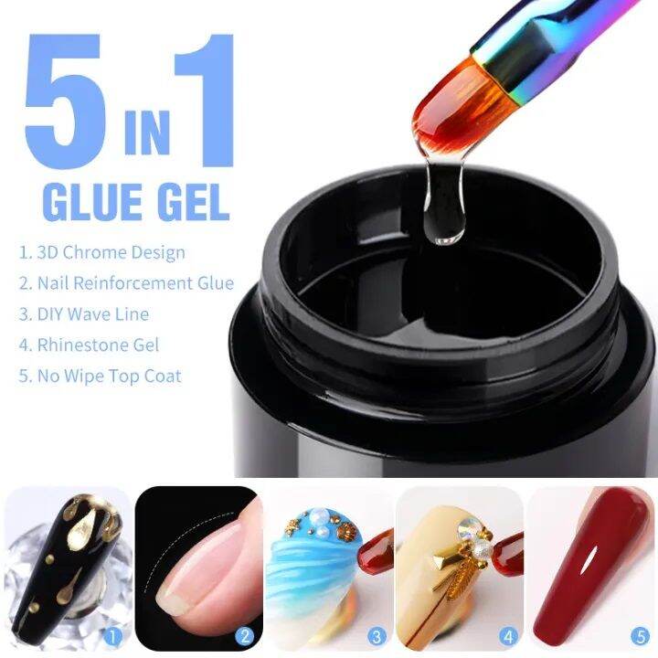 🔥🔥Roman Holiday 5 in1 Gel Nail Glue Solid Nail Glue Crystal Adhesive ...