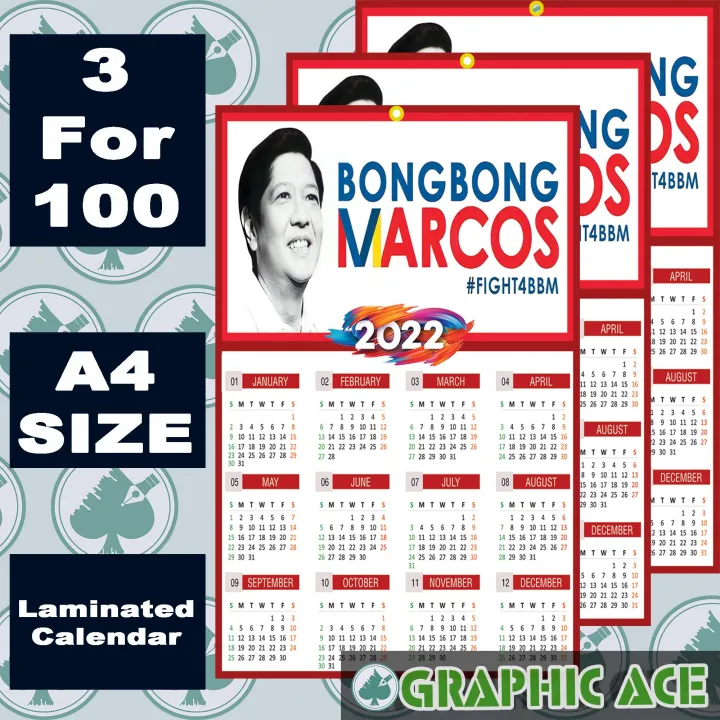 3 For 100 : A4 Size Bbm Calendar Marcos | Lazada PH
