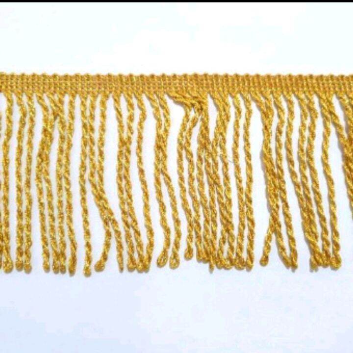 GROSIR renda rumbai tambang EMAS 1,5" harga per meter | Lazada Indonesia