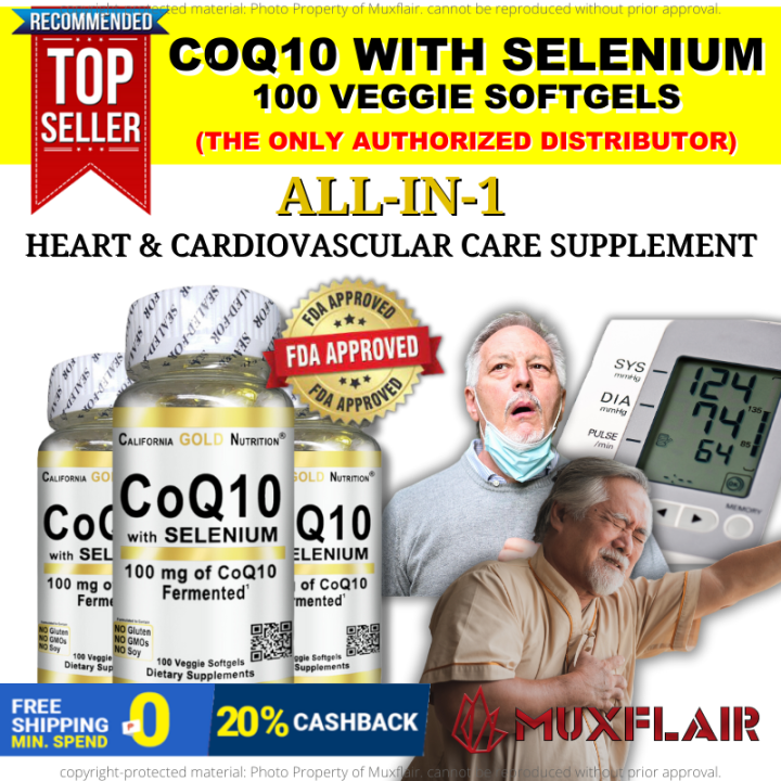 CoQ10 With Selenium 100mg / Original All In 1 Heart & Cardiovascular Care Dietary Supplement ...