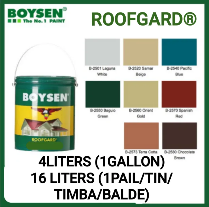 BOYSEN ROOFGARD GLOSS ACRYLIC WATERBASED ROOF PAINT PINTURA PANGBUBONG ...