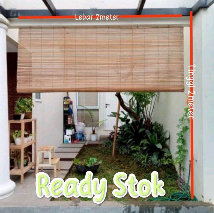 Tirai bambu sawit gulung outdoor ukuran 2x2 meter | Lazada Indonesia