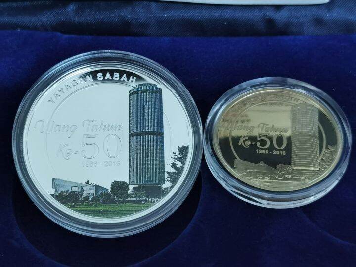 Malaysia Yayasan Sabah set of 2 Silver & Nordic Gold Proof Coin Coins ...
