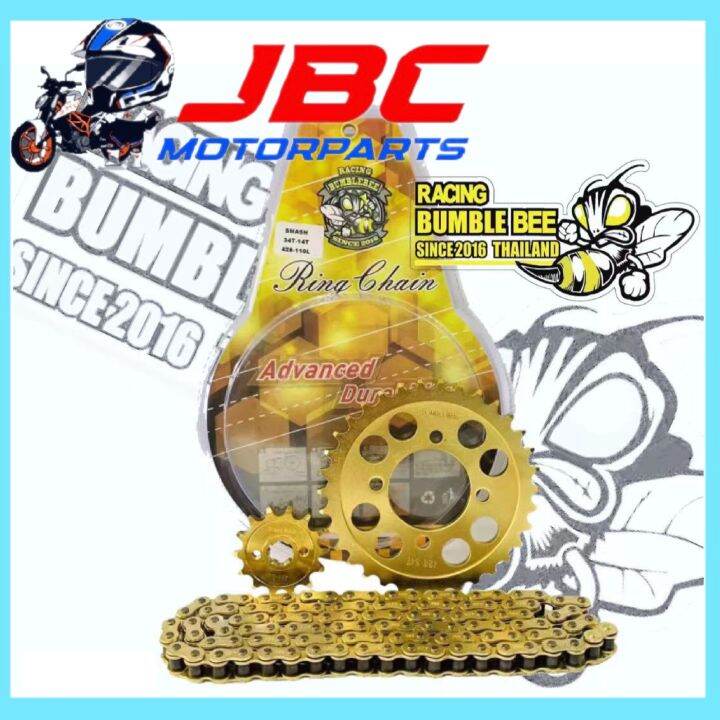 Racing Bumblebee Chain Set XRM125 Wave125 Raider150 Dream CT100 Smash ...
