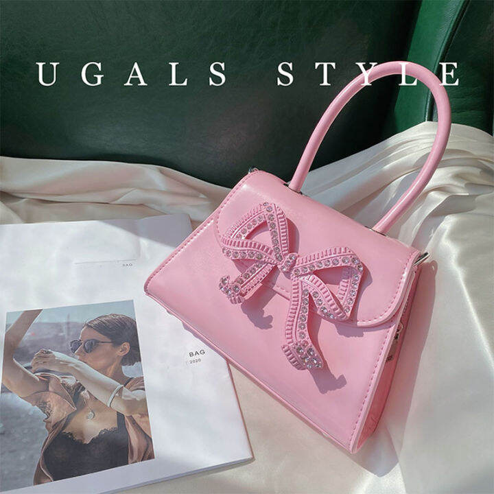 Ugals กระเป๋าเคลลี่ติดโบว์โลหะแบบนางฟ้าแนววินเทจสไตล์ฝรั่งเศสกระเป๋า ...
