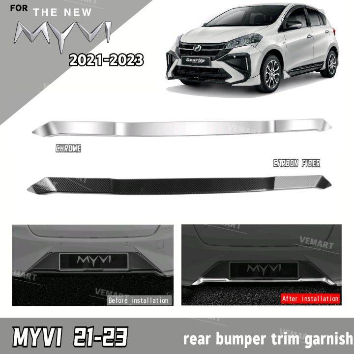 Vemart Perodua myvi 2021-2022 chrome carbon fiber rear bumper lower ...