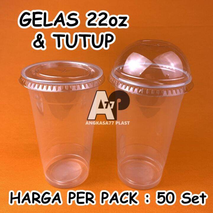 Gelas plastik + tutup 22oz bahan pp tebal / cup 22oz | Lazada Indonesia