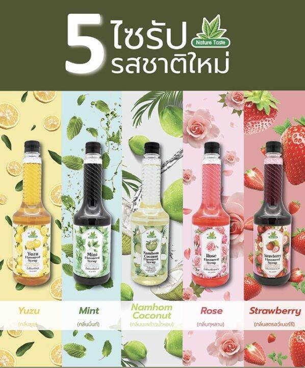 Nature Taste น้ำเชื่อมไซรัป ตราเนเจอร์เทส 5 รสชาติใหม่ กุหลาบ มิ้นท์ ...
