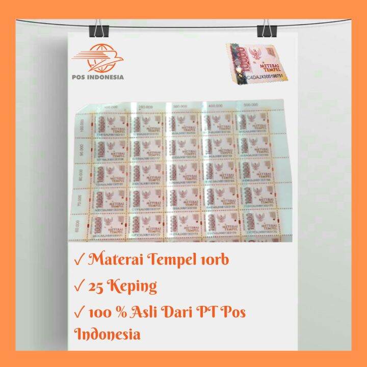 Materai Tempel 10rb (25 Keping) 100% Asli dari Kantor Pos | Lazada ...