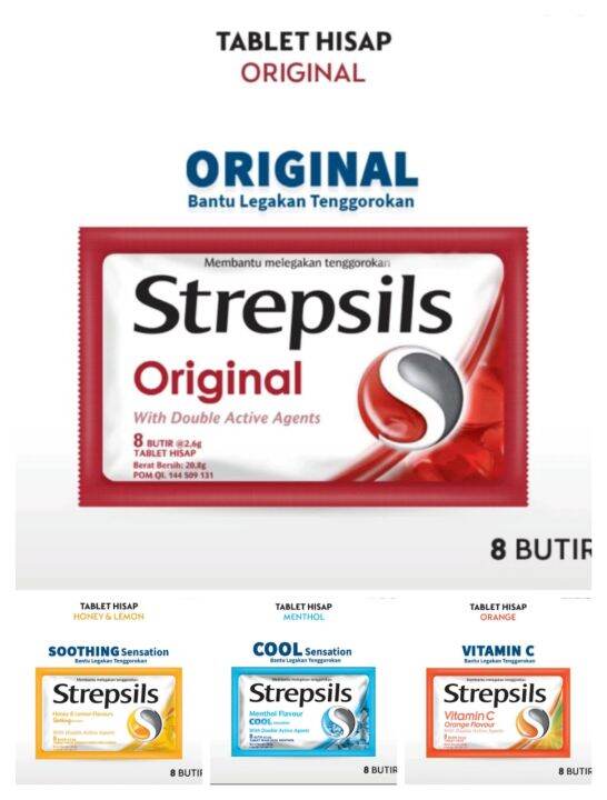 Permen Strepsil isi 8 butir, Strepsil Lozenges, Permen Pelega ...