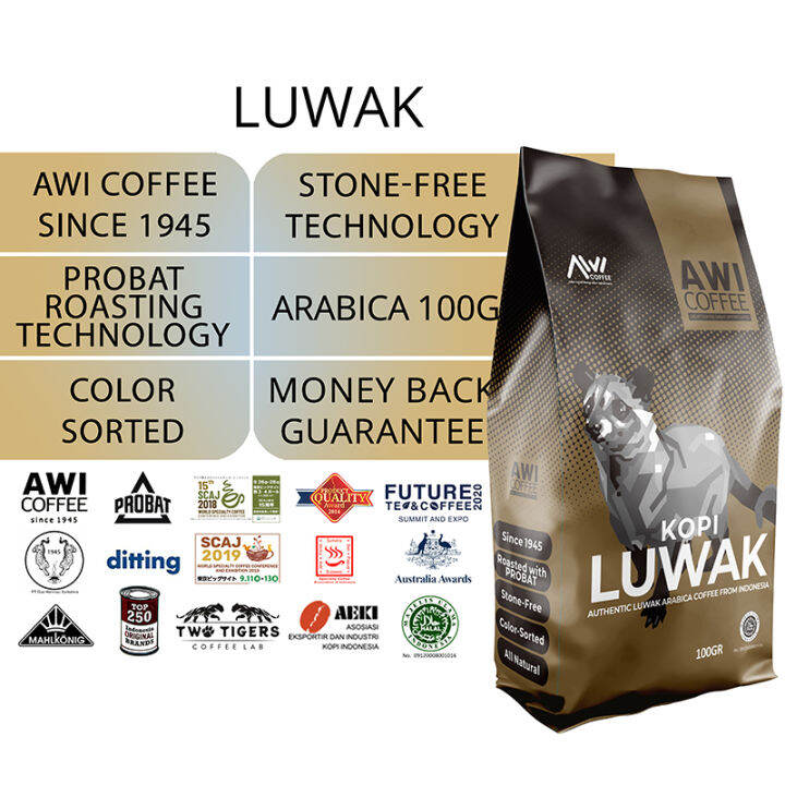 Awi Coffee Kopi Luwak 100 gr| Coffee Civet Specialty Coffee Kopi Gayo ...