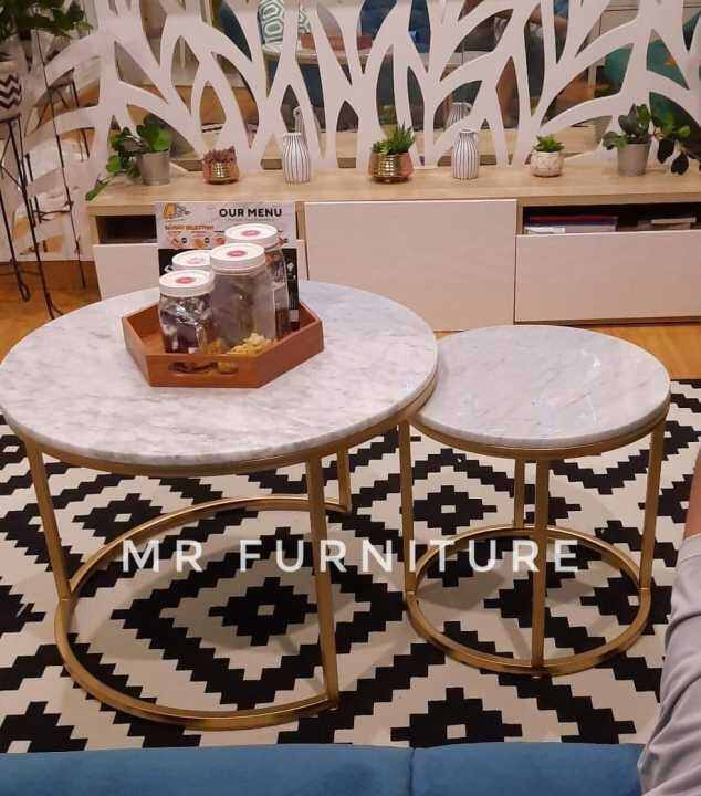 coffee table marmer asli model mejadua susun | Lazada Indonesia
