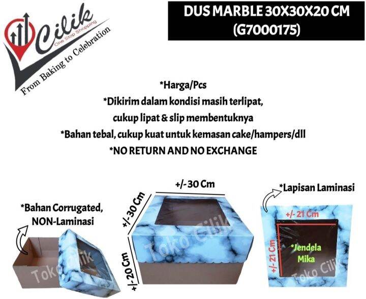 dus marble 30x30x20 cm kemasan dus box packaging kue cake hampers bento ...