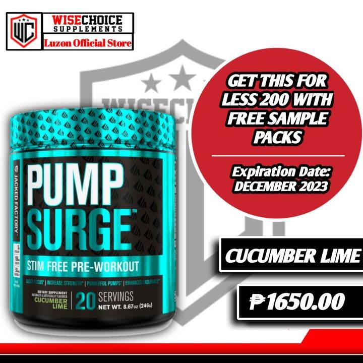 JACKED FACTORY PUMP SURGE PRE WORKOUT CUCUMBER LIME LESS 200 EXPIRATION ...