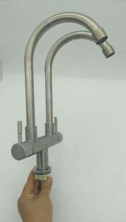 Double Head Faucet two way for kitchen 304 Stainless Steel single cold ...