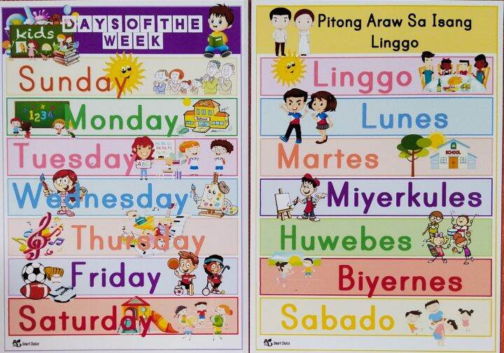 Laminated Educational Days of the Week and 7 Araw sa isang Linggo A4 ...
