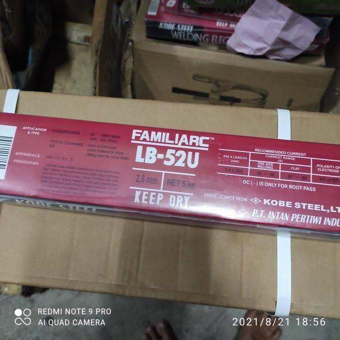 1 PACK 5 KG KOBE STEEL LB-52U 2,6 MM KOBELCO UNTUK PENGELASAN KONSTRUKSI BERAT BESI BAJA ...