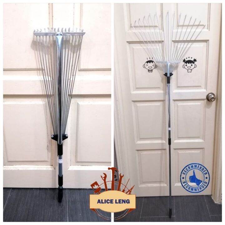 15 Teeth Garden Rake (Adjustable) Cakar Besi Rumput Teleskopik/Penyakar ...