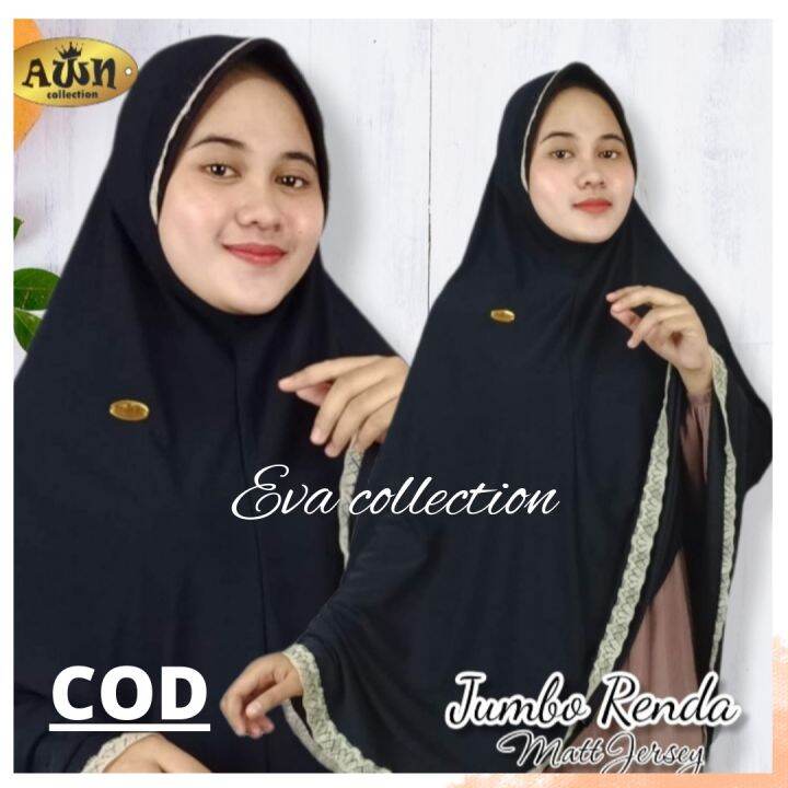 HIJAB INSTAN AWN Khimar Syari'i renda jumbo jilbab kerudung instant ...