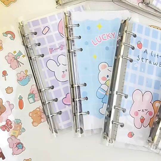 PVC Clear Loose Leaf Buku Binder Catatan Notebook Horizontal Grid Ring ...