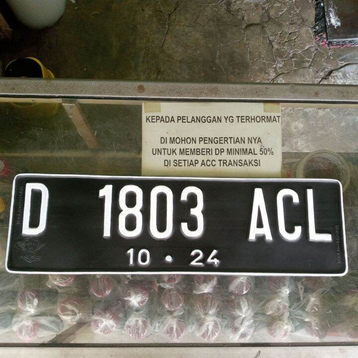 Plat nomor mobil hitam putih berlogo standar samsat 1PCS dan 1pasang ...